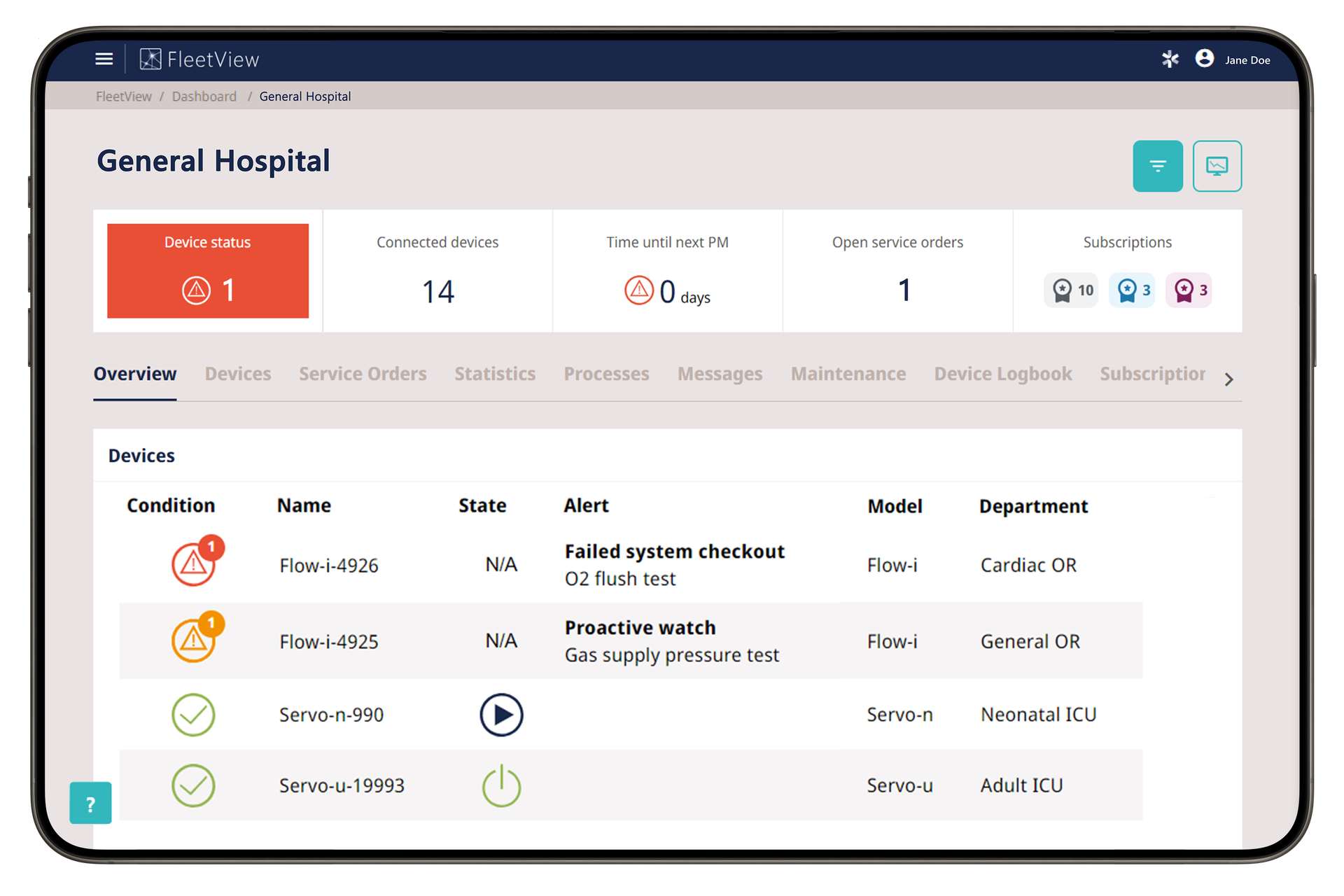 Digital services via FleetView - Getinge
